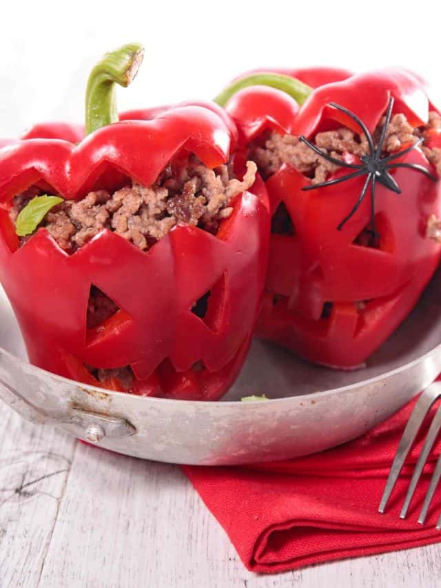 Halloween Stuffed Peppers [Best Jack-O'-Lantern Recipe]