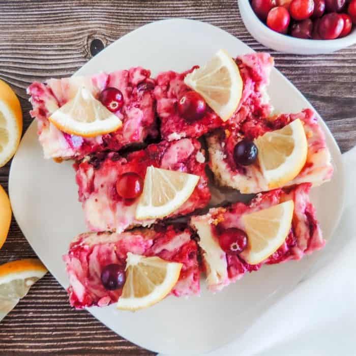 Lemon Cranberry Cheesecake Bars: Easy Bite Size Dessert