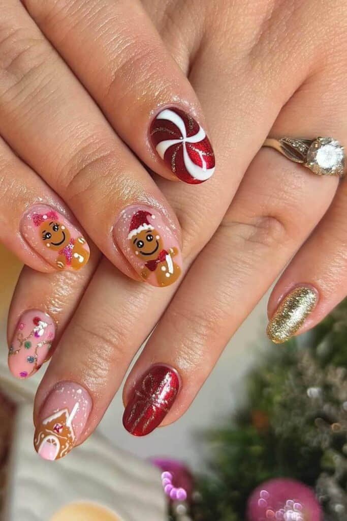 40 Gingerbread Nails So Cute They Might Make You Crave Cookies