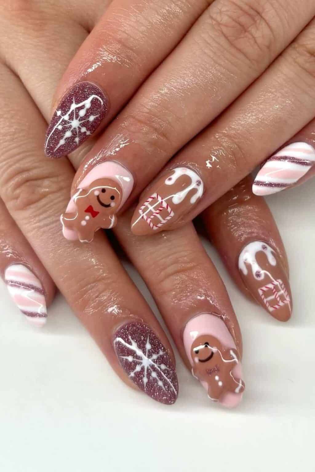 40 Gingerbread Nails So Cute They Might Make You Crave Cookies