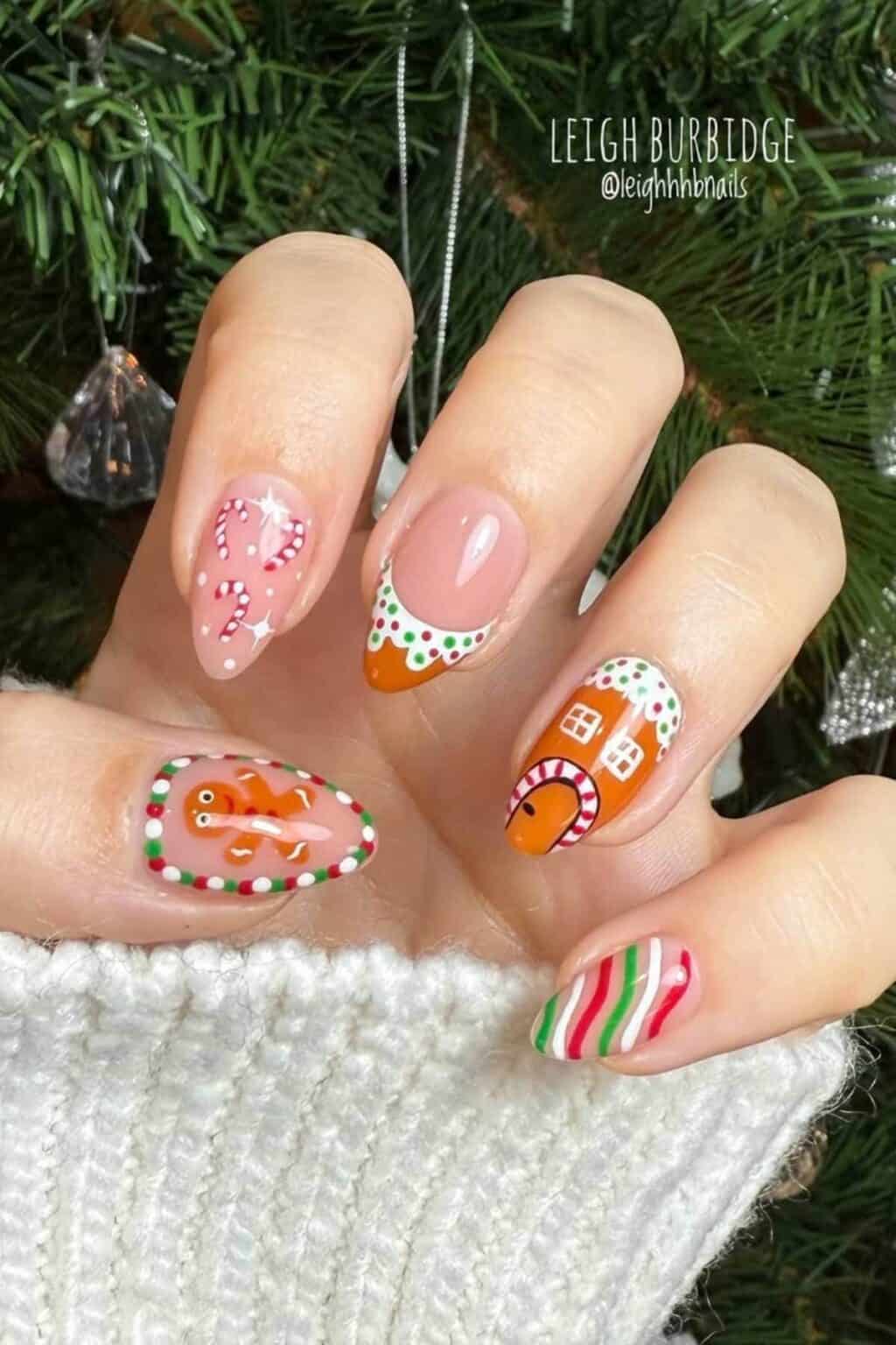 40 Gingerbread Nails So Cute They Might Make You Crave Cookies